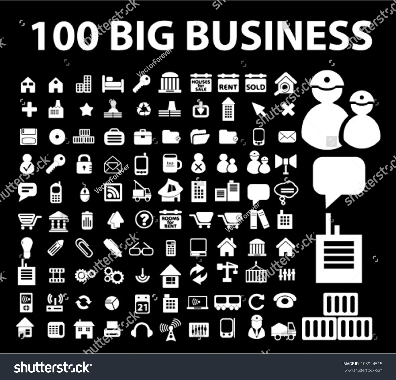 100 iconos de grandes empresas, vectorial: vector de stock (libre de ...