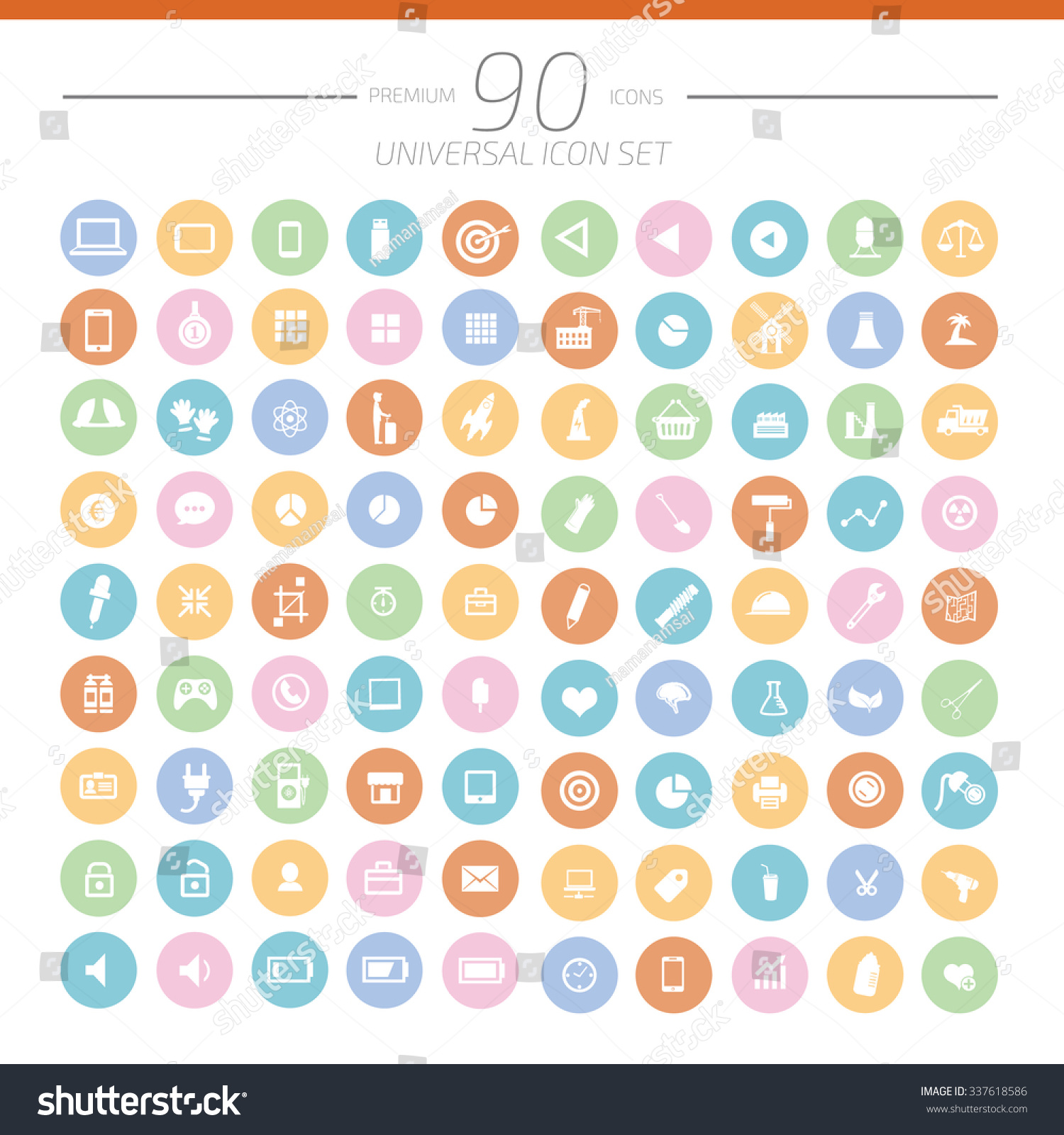 90 Big Web Universal Icon Setbutton: vector de stock (libre de regalías) 337618586 | Shutterstock