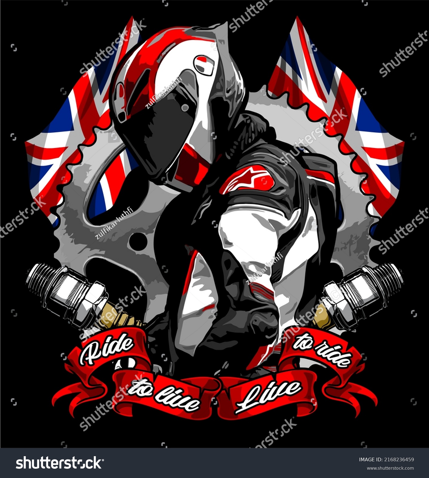 Biker Sprocket Flag 1 Stock Vector (Royalty Free) 2168236459 | Shutterstock