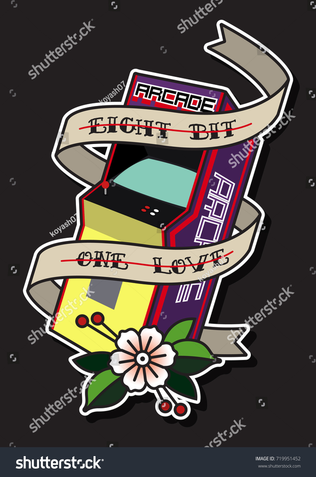 8 Bit 1 Love Arcade Machine Stock Vector (Royalty Free) 719951452