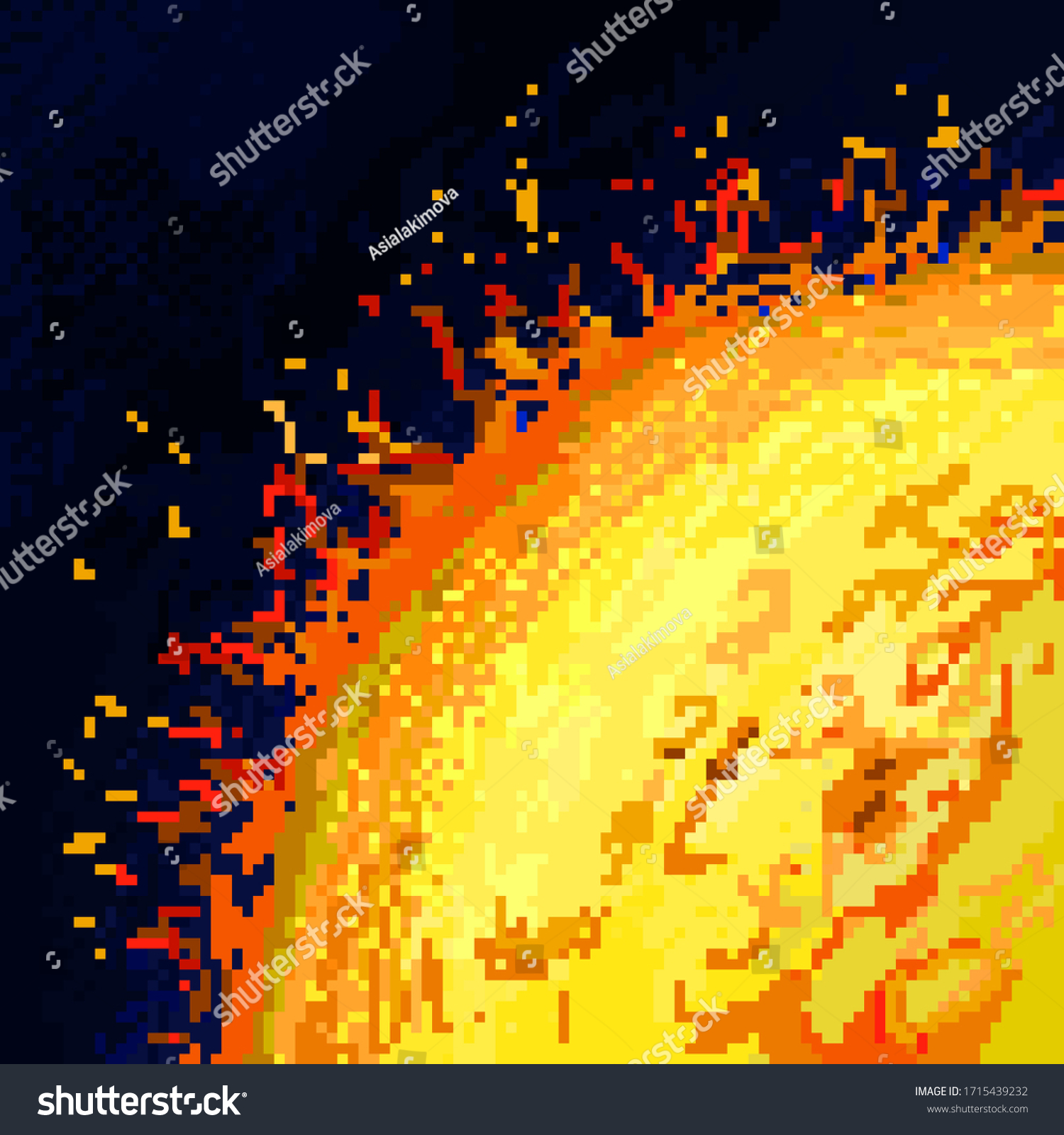 8bit Pixel Art Fiery Explosion Stock Vector (Royalty Free) 1715439232