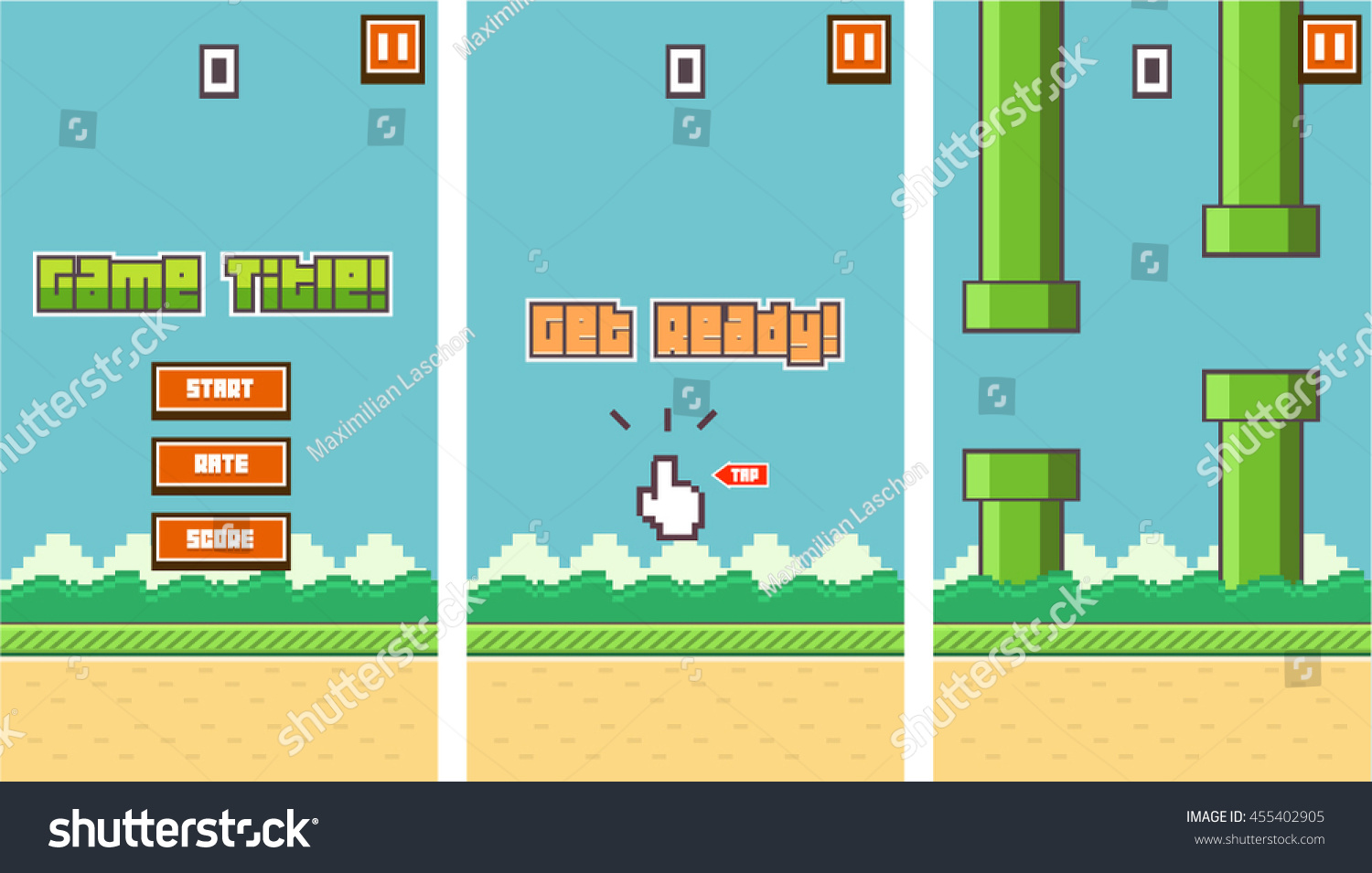 8 Bit Pixel Art Platformer Game Stock Vector (Royalty Free) 455402905 ...