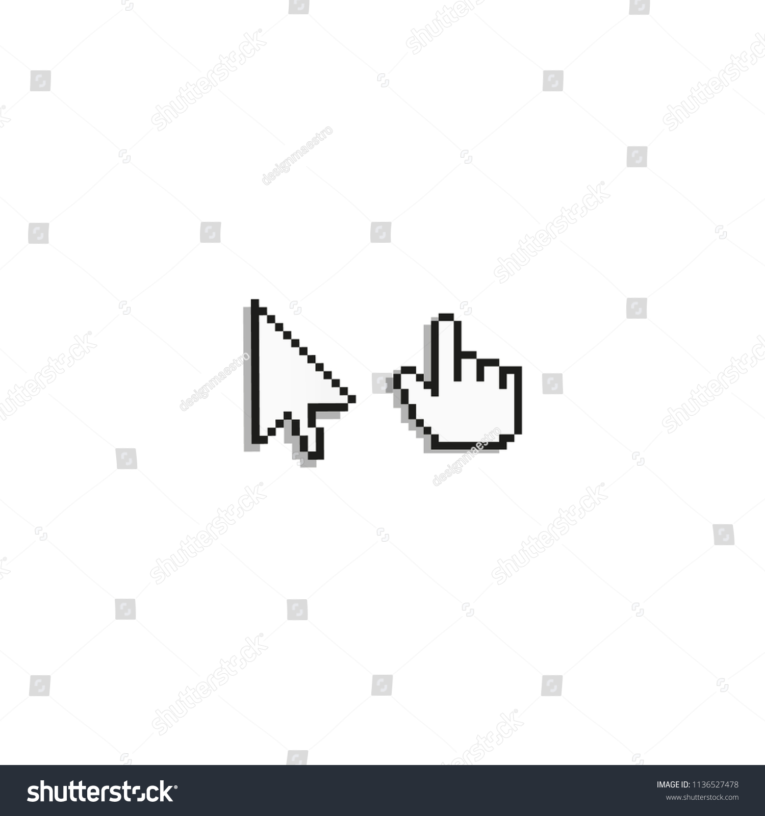 8 Bit Pixel Cursor Set Mouse Stock Vector (Royalty Free) 1136527478