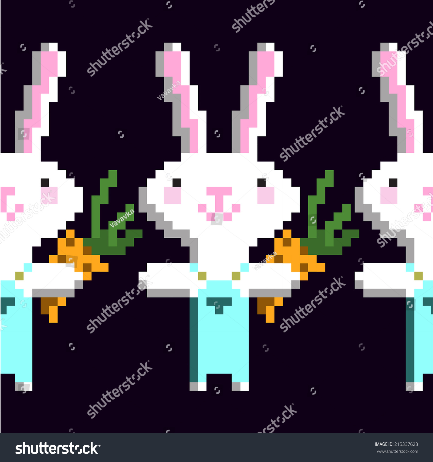 8 Bit Pixel Funny Rabbit Seamless: vector de stock (libre de regalías ...