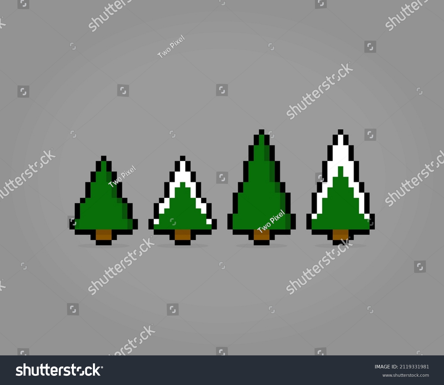 8 Bit Pixel Pine Tree Vector Stock Vector (Royalty Free) 2119331981