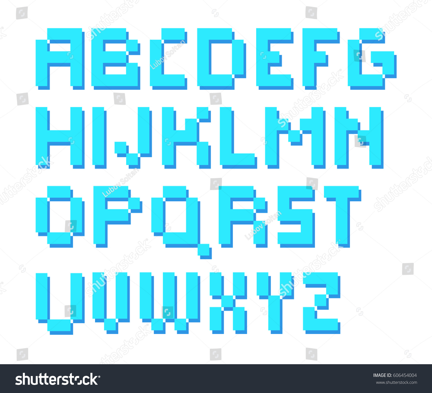 8 Bit Pixelated Square Alphabet Letters: เวกเตอร์สต็อก (ปลอดค่า ...