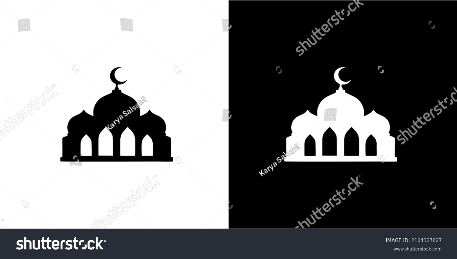 Black White Mosque Logo Vector Stock Vector (Royalty Free) 2164327627 ...