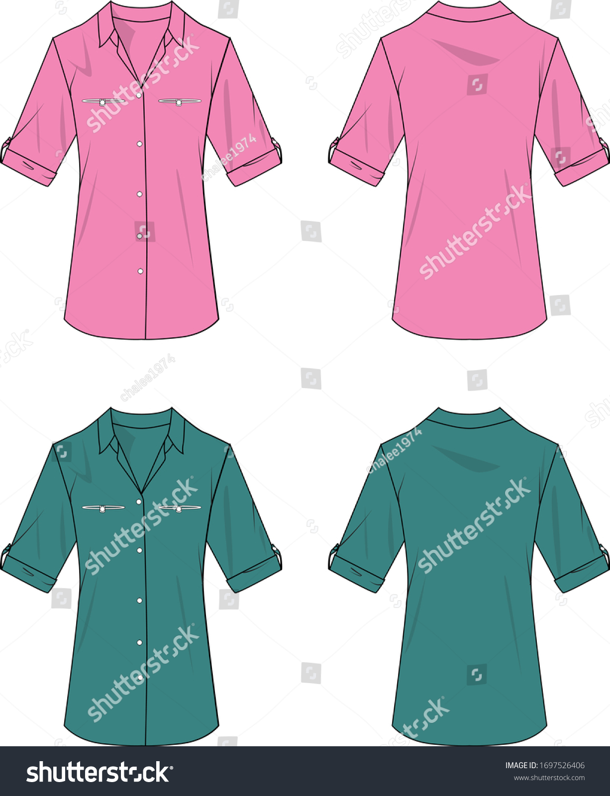 Blouses Women Vector Template Stock Vector (Royalty Free) 1697526406 ...