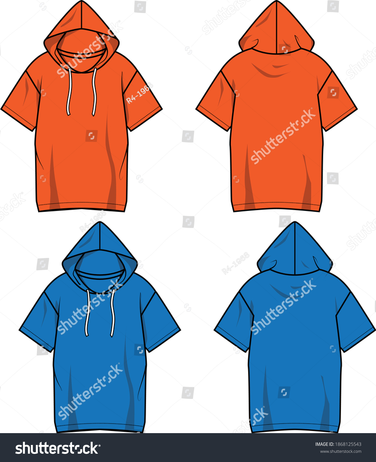 Boys Short Sleeve Hoodies Pattern Template Stock Vector (Royalty Free ...