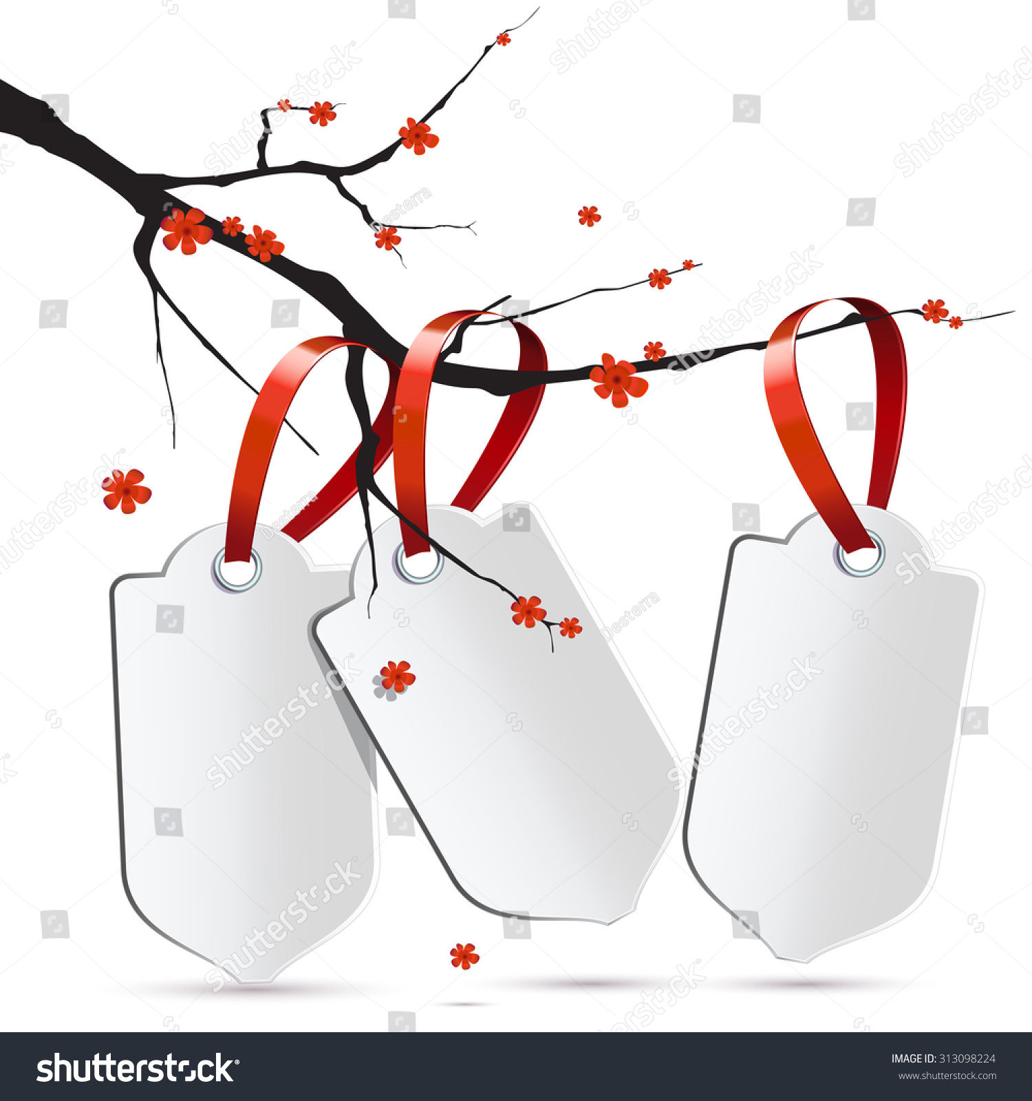 Branch Three White Labels Stock Vector (Royalty Free) 313098224
