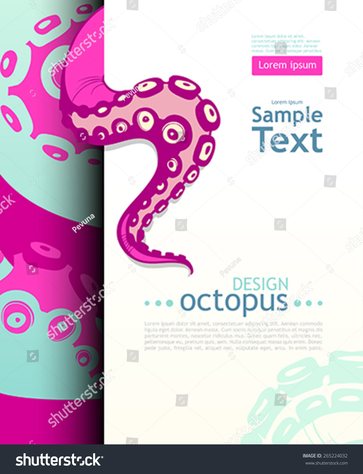 Bright Octopus Flyer Design Template: vector de stock (libre de ...