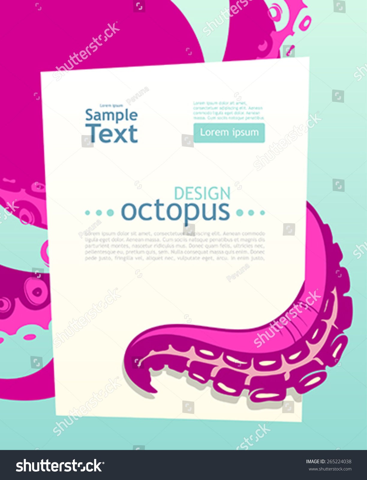 Bright Octopus Flyer Design Template Stock Vector (Royalty Free) 265224038