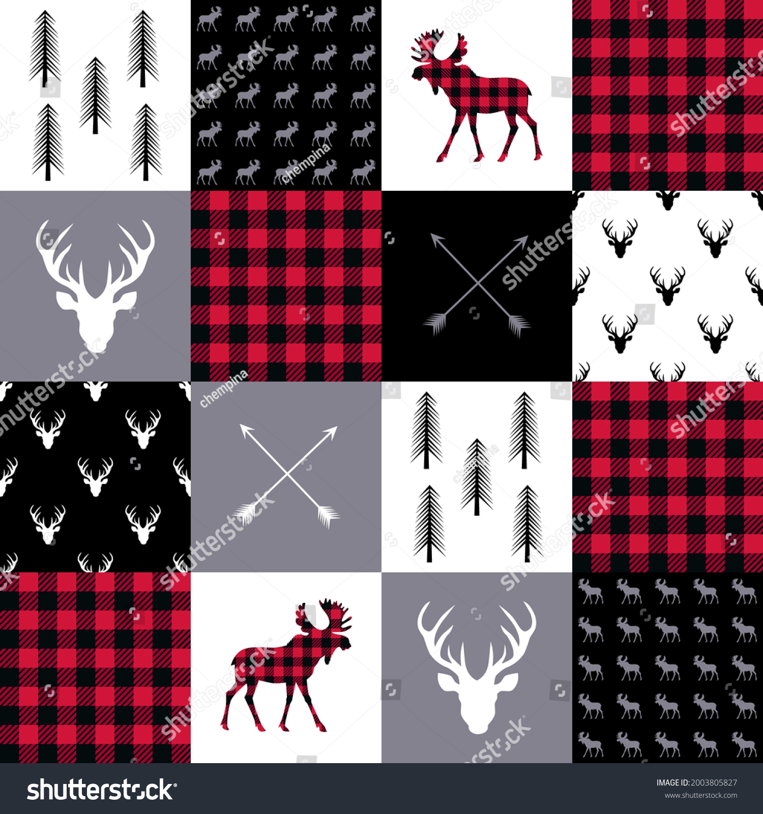 Buffalo Plaid Seamless Pattern Patchwork Style Stock Vector (Royalty ...