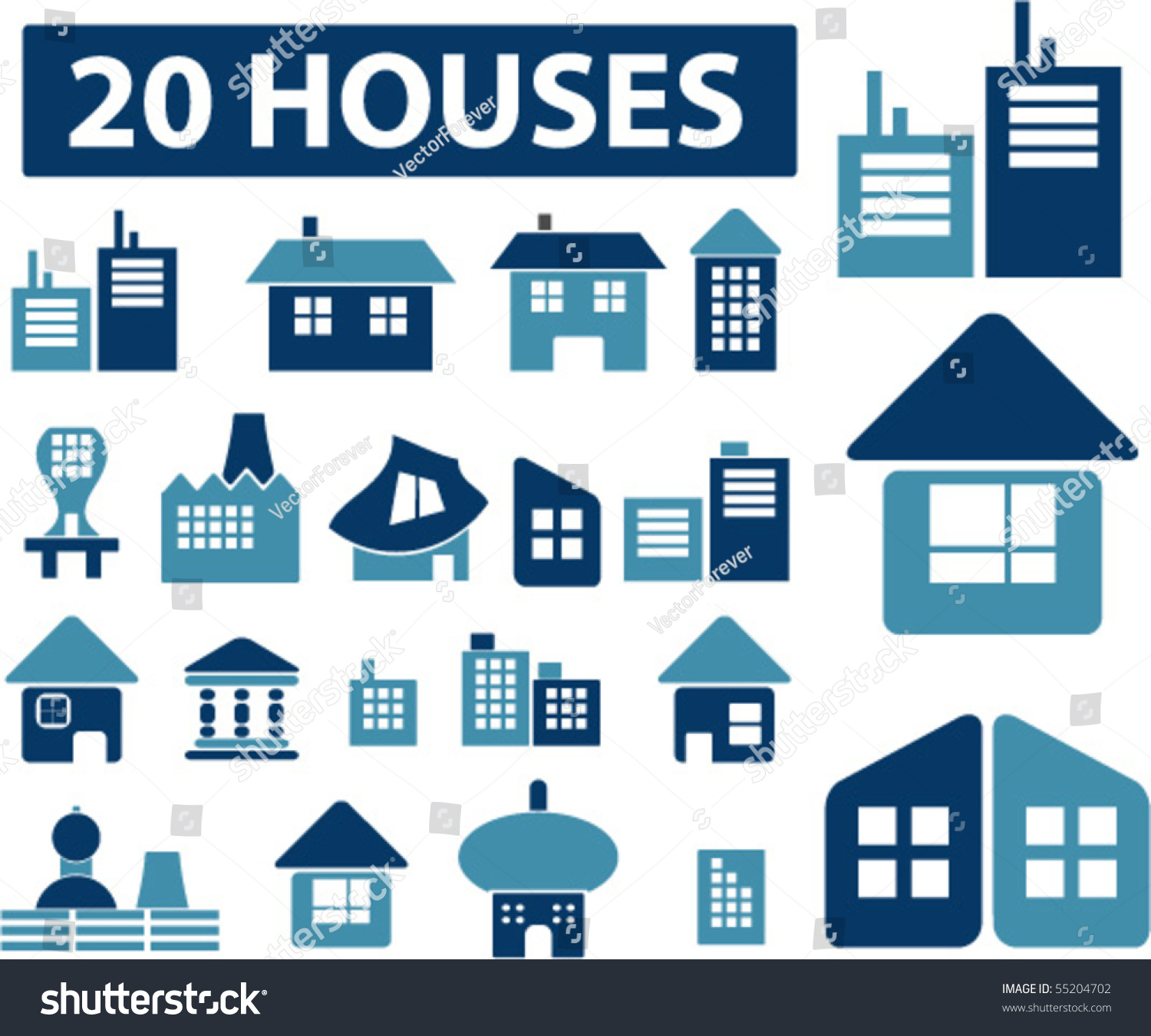 20 Buildings Signs Vector Stock Vector (Royalty Free) 55204702