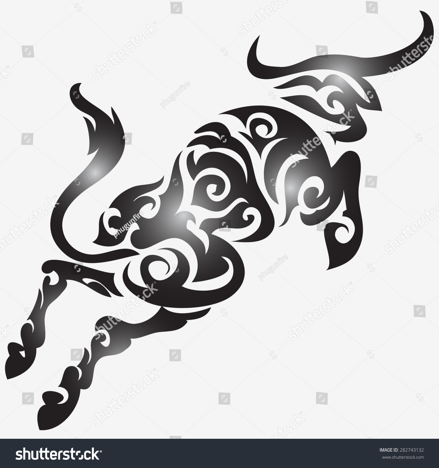 Bull Tattoo Vector Design Stock Vector (Royalty Free) 282743132 ...