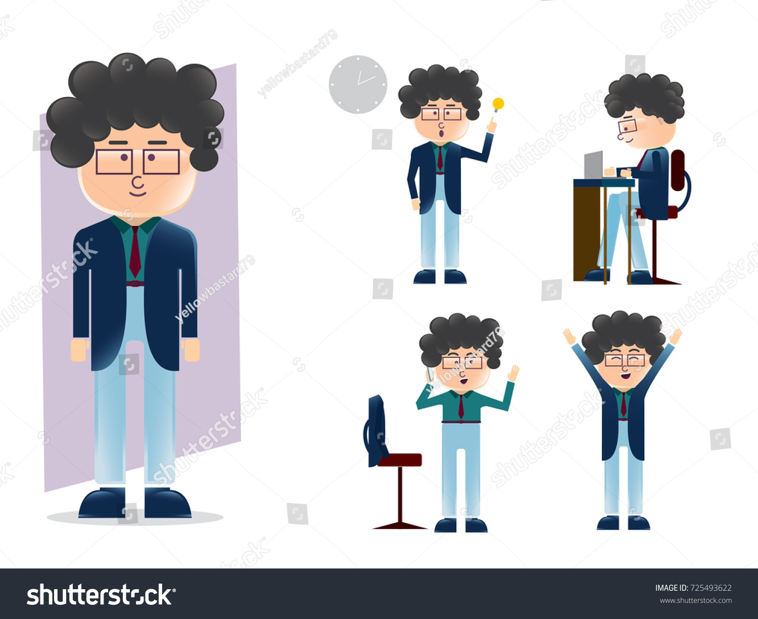 5 Businessman Different Character Set Stock Vector (Royalty Free) 725493622