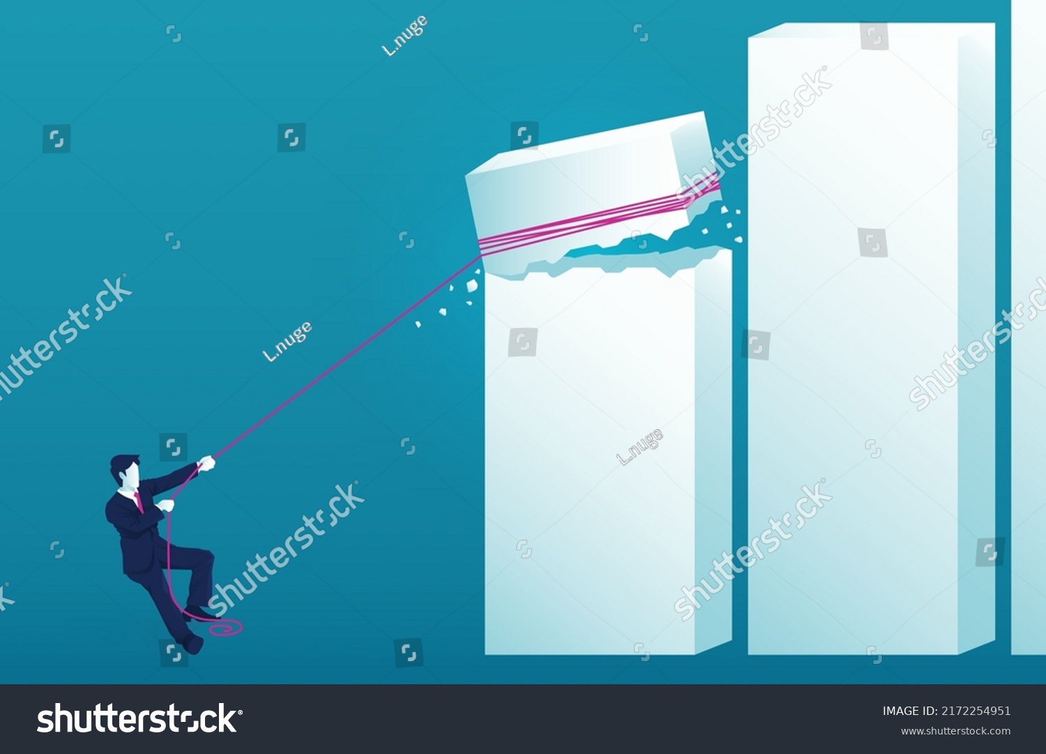 Businessman Pulling Chart Graph Until Broken Stock Vector (Royalty Free ...