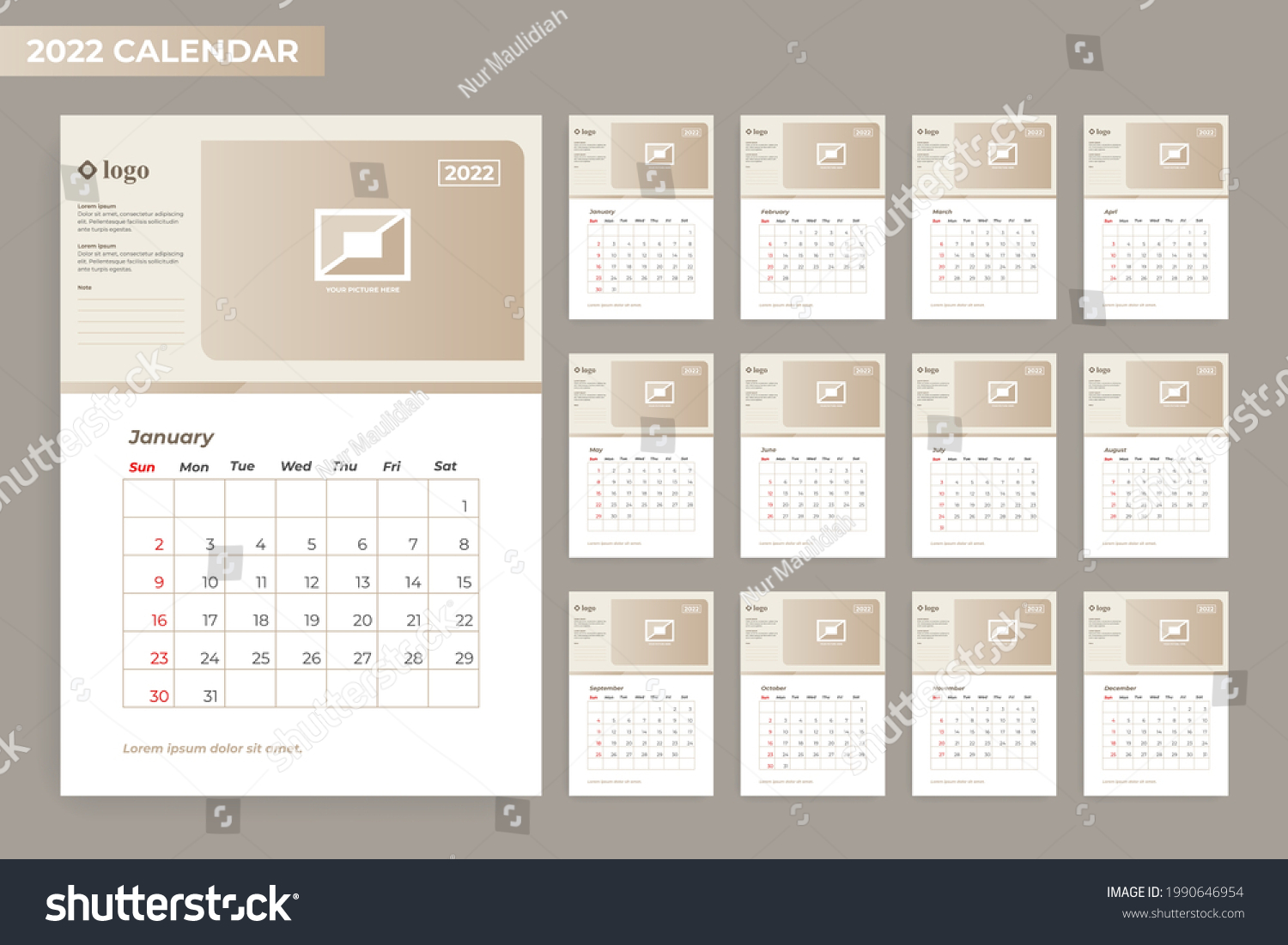 2022 Calendar Design Frame Stock Vector (Royalty Free) 1990646954