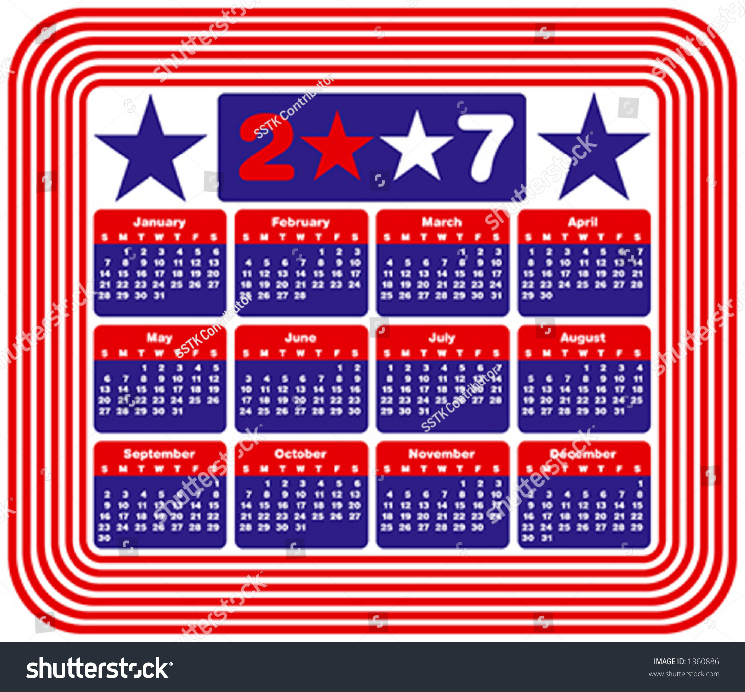 2007 Calendar American Theme Vector Format Stock Vector (Royalty Free ...