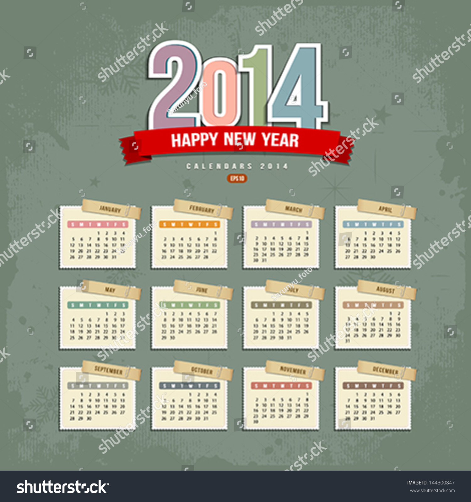 2014 Calendar Paper Design Vector Illustration Stock Vector (Royalty ...