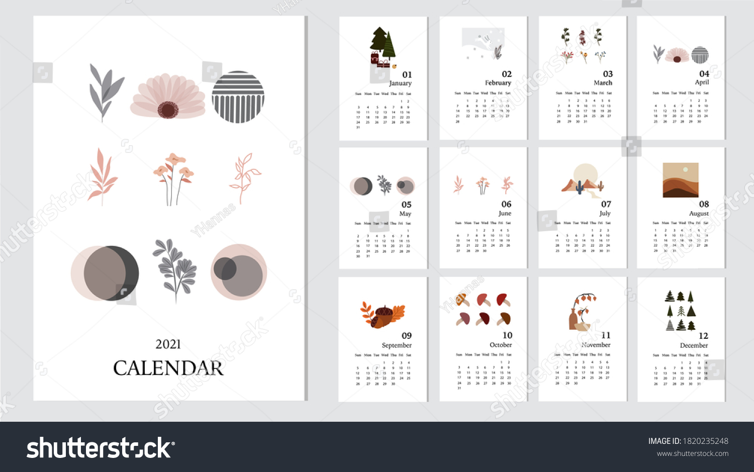 2021 Calendar Template Trendy Calendar 2021 Stock Vector (Royalty Free ...