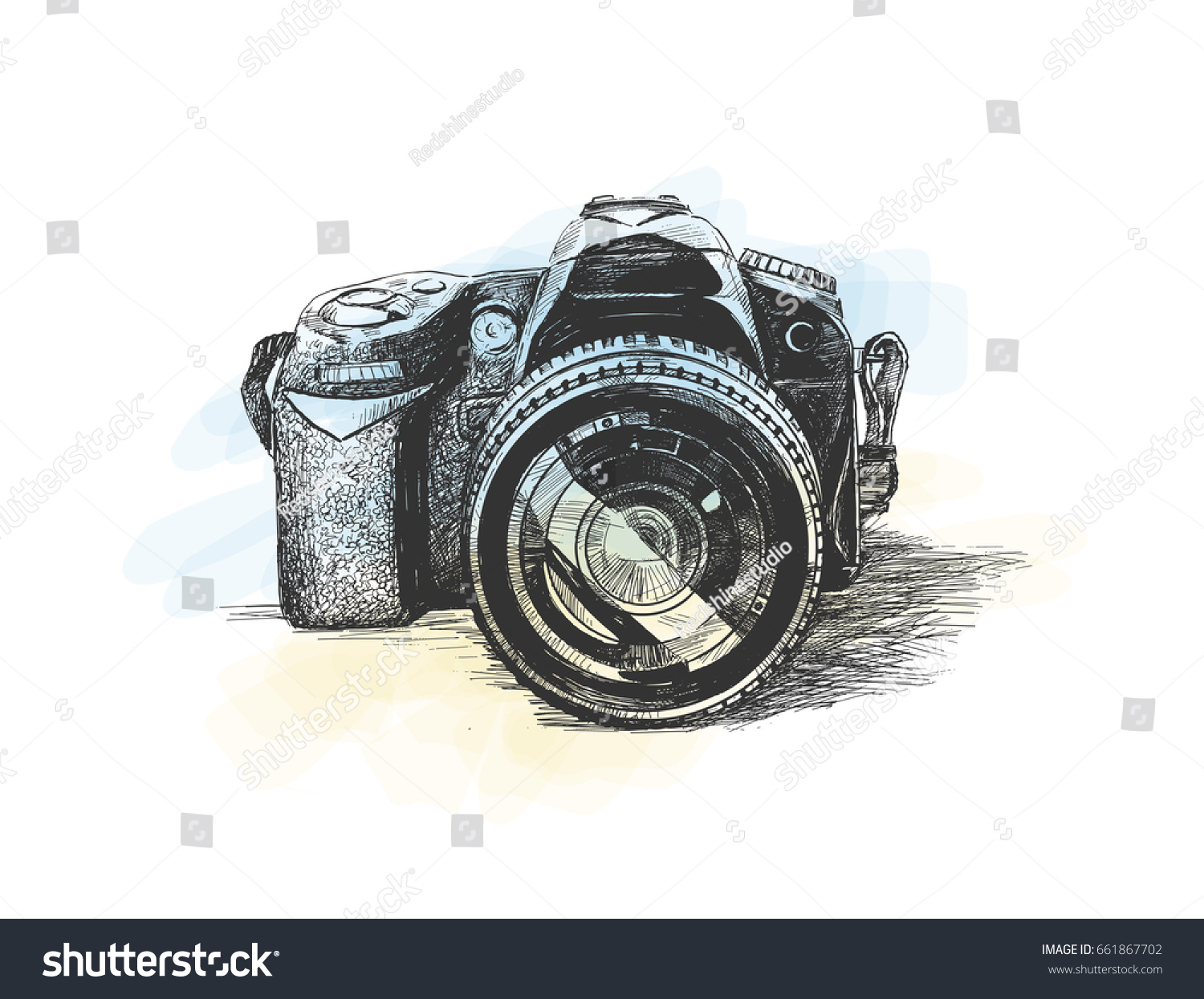 Camera Hand Drawn Sketch Vector Illustration Stock Vector (Royalty Free ...