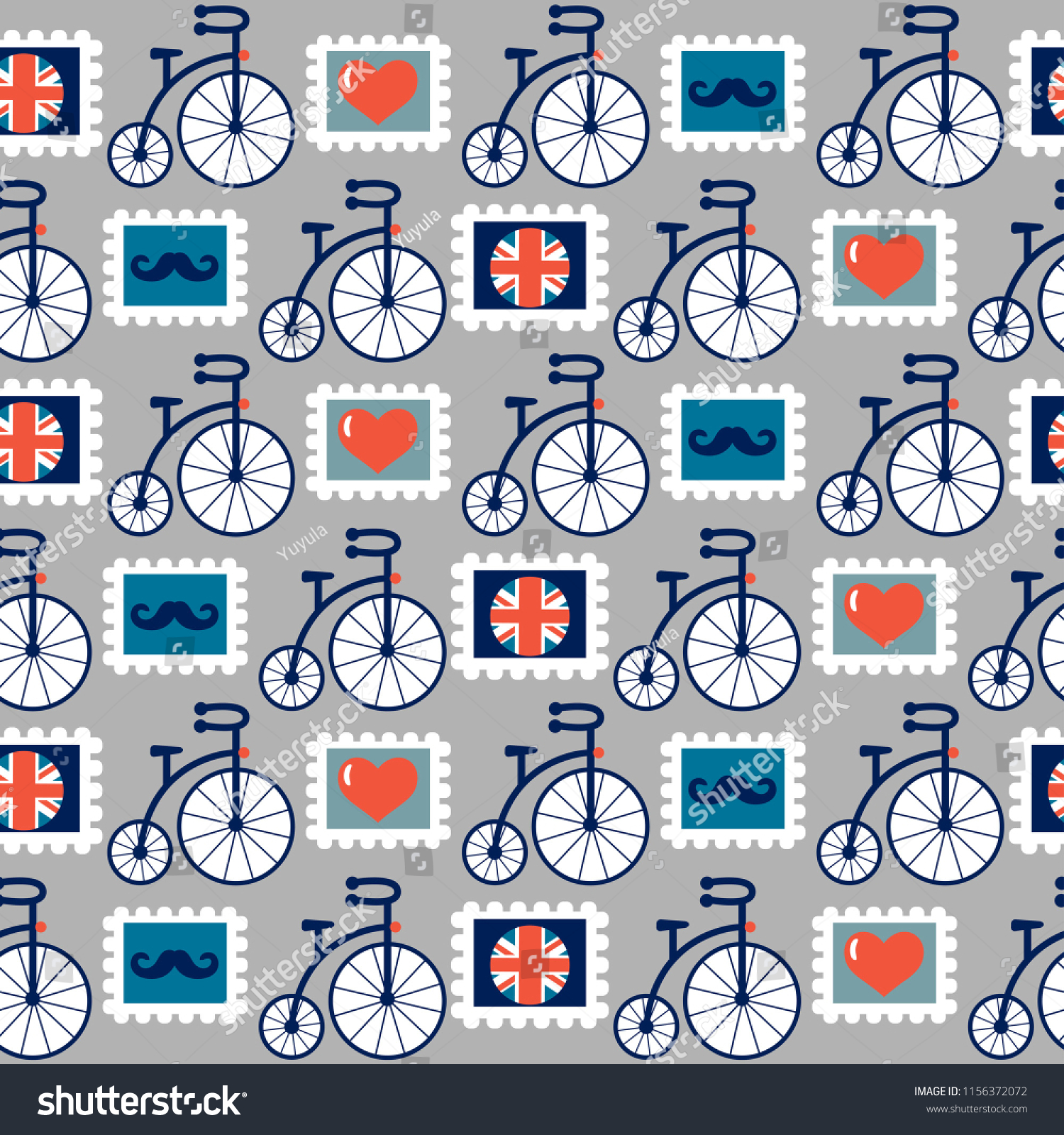 Cartoon British Patterns Bikes: vector de stock (libre de regalías ...
