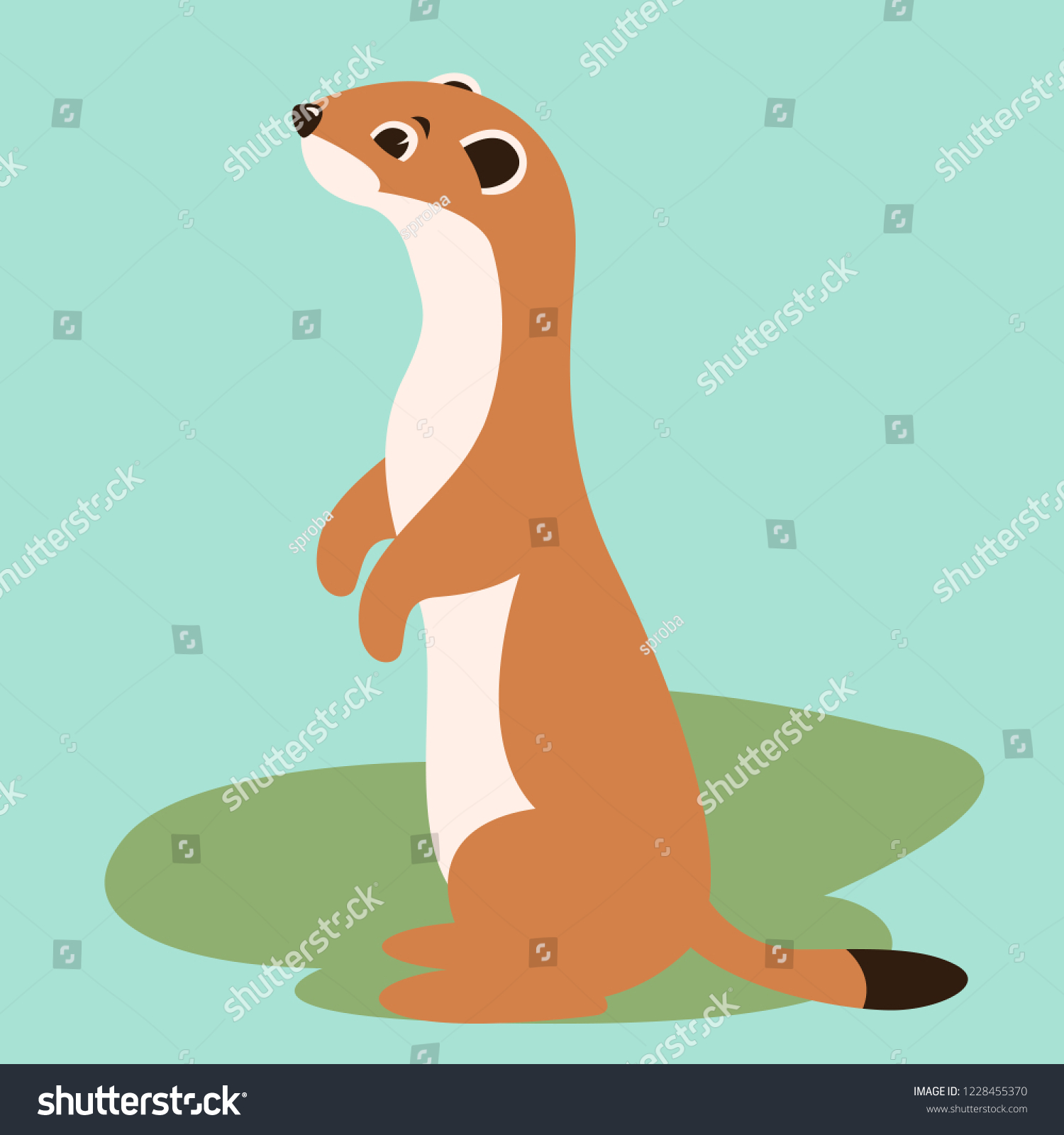 Cartoon Weasel Vector Illustration Flat Style Stock Vector (Royalty ...