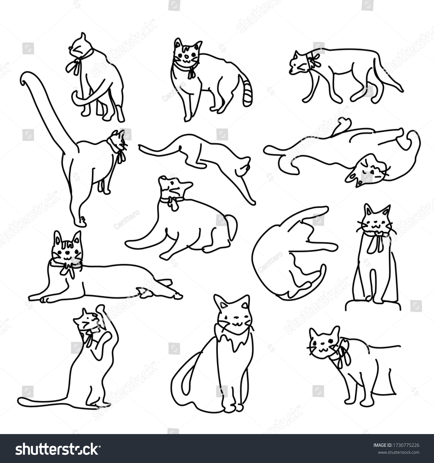 13 Cat Pose Doodle Style Drawing Stock Vector (Royalty Free) 1730775226
