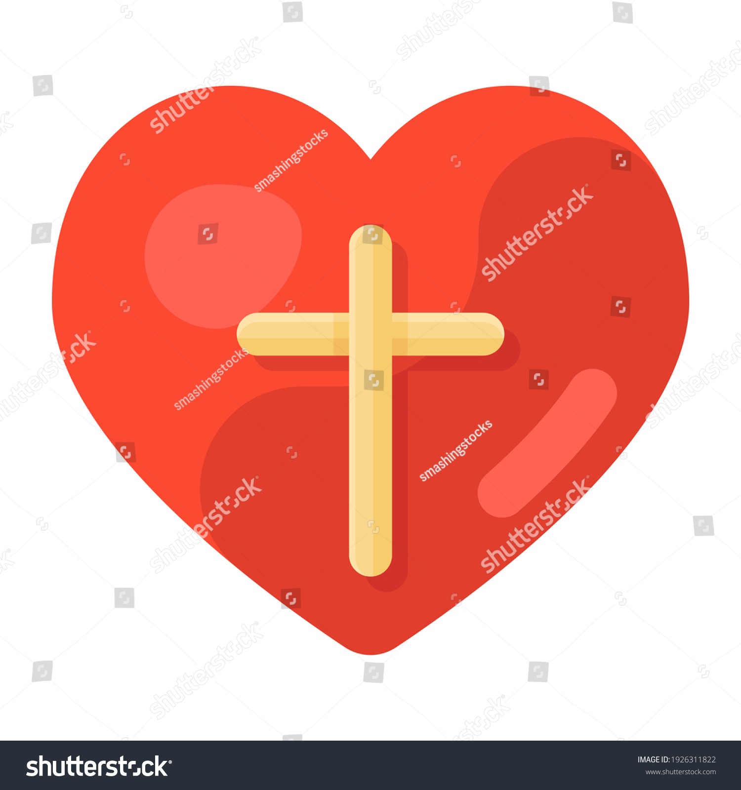 Catholic Symbol Flat Vector Cross Inside Stock Vector (Royalty Free ...