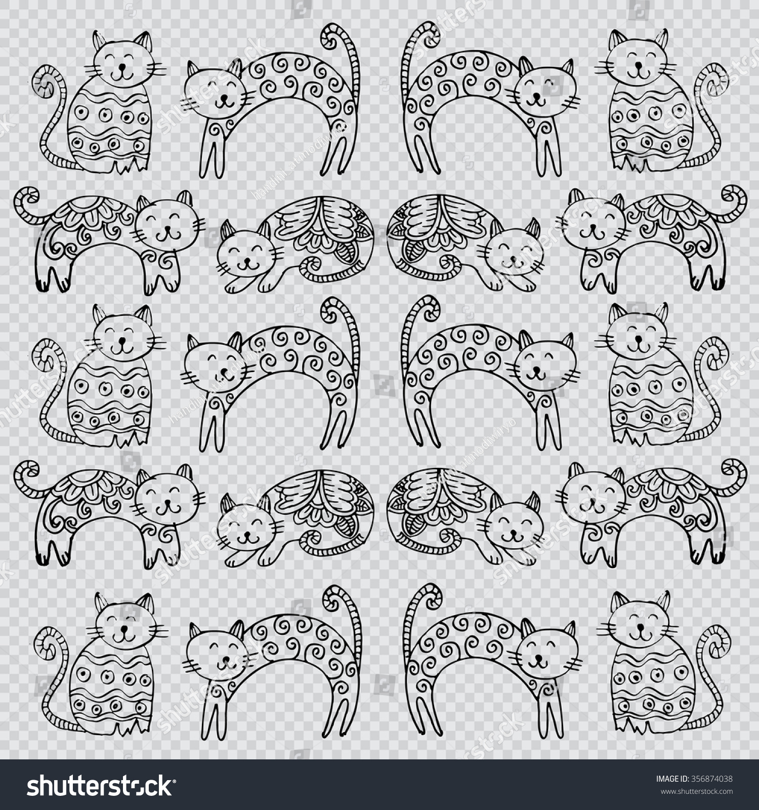 Cats Pattern Hand Drawing Illustration Stock Vector (Royalty Free ...