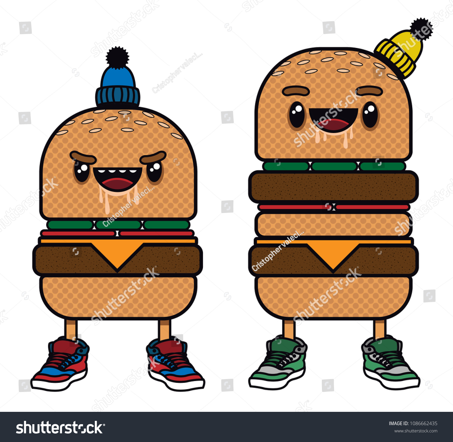 Character Monster Burger Vector Illustration Stock Vector (Royalty Free ...