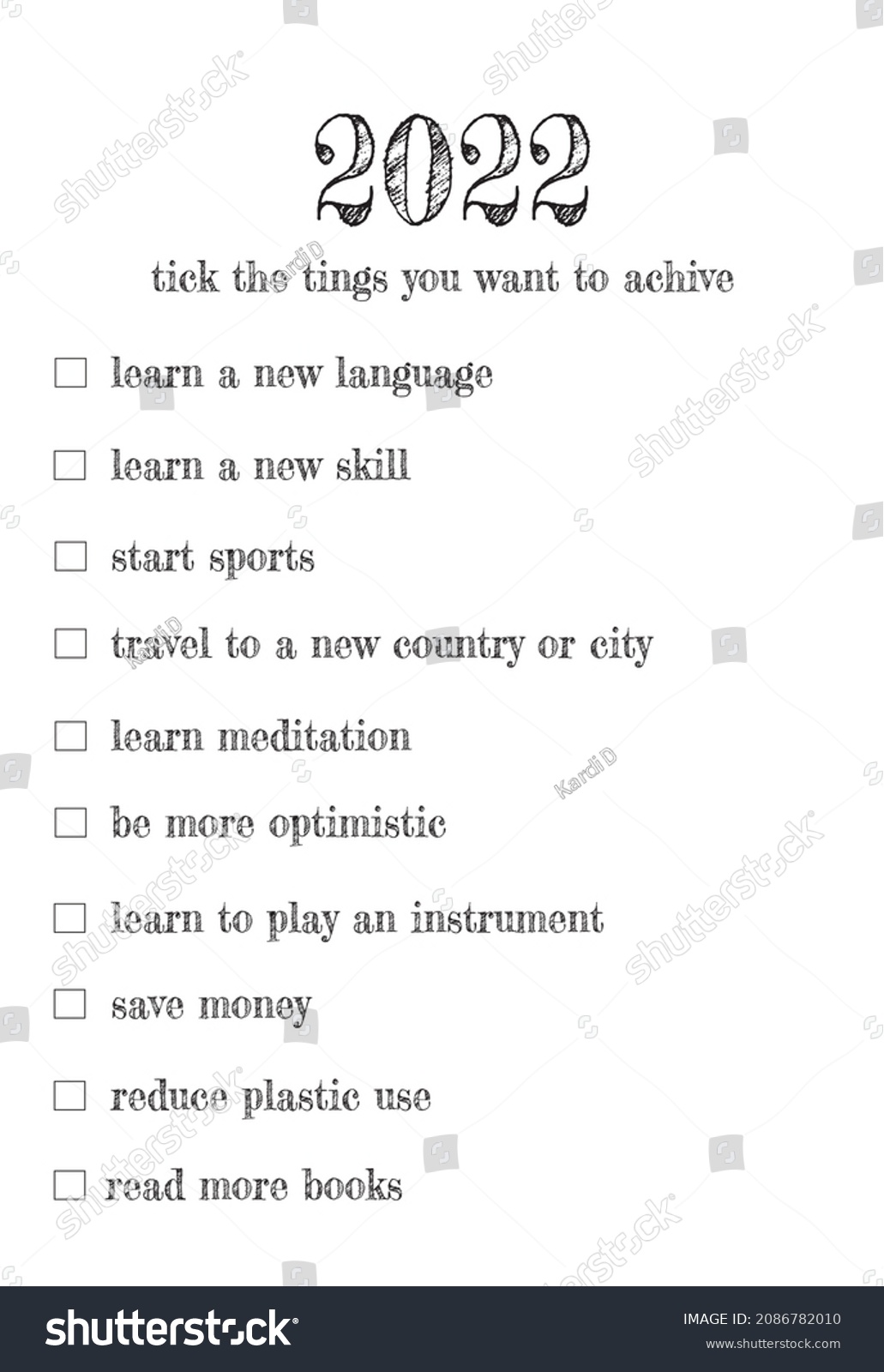 2022 Checklist Vector New Years Resolution Stock Vector (Royalty Free ...