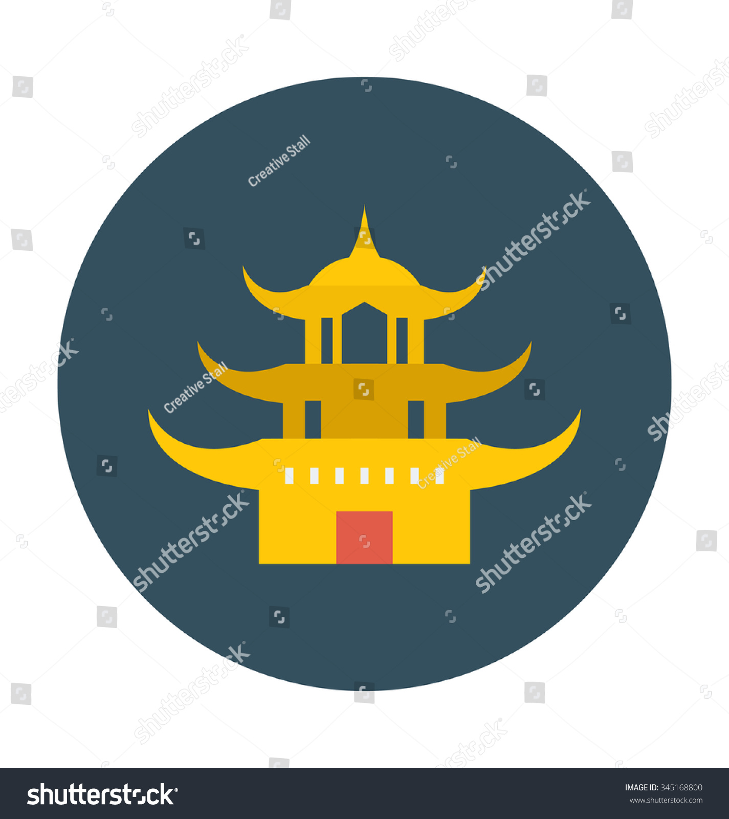 Chinatown Colored Vector Icon Stock Vector (Royalty Free) 345168800
