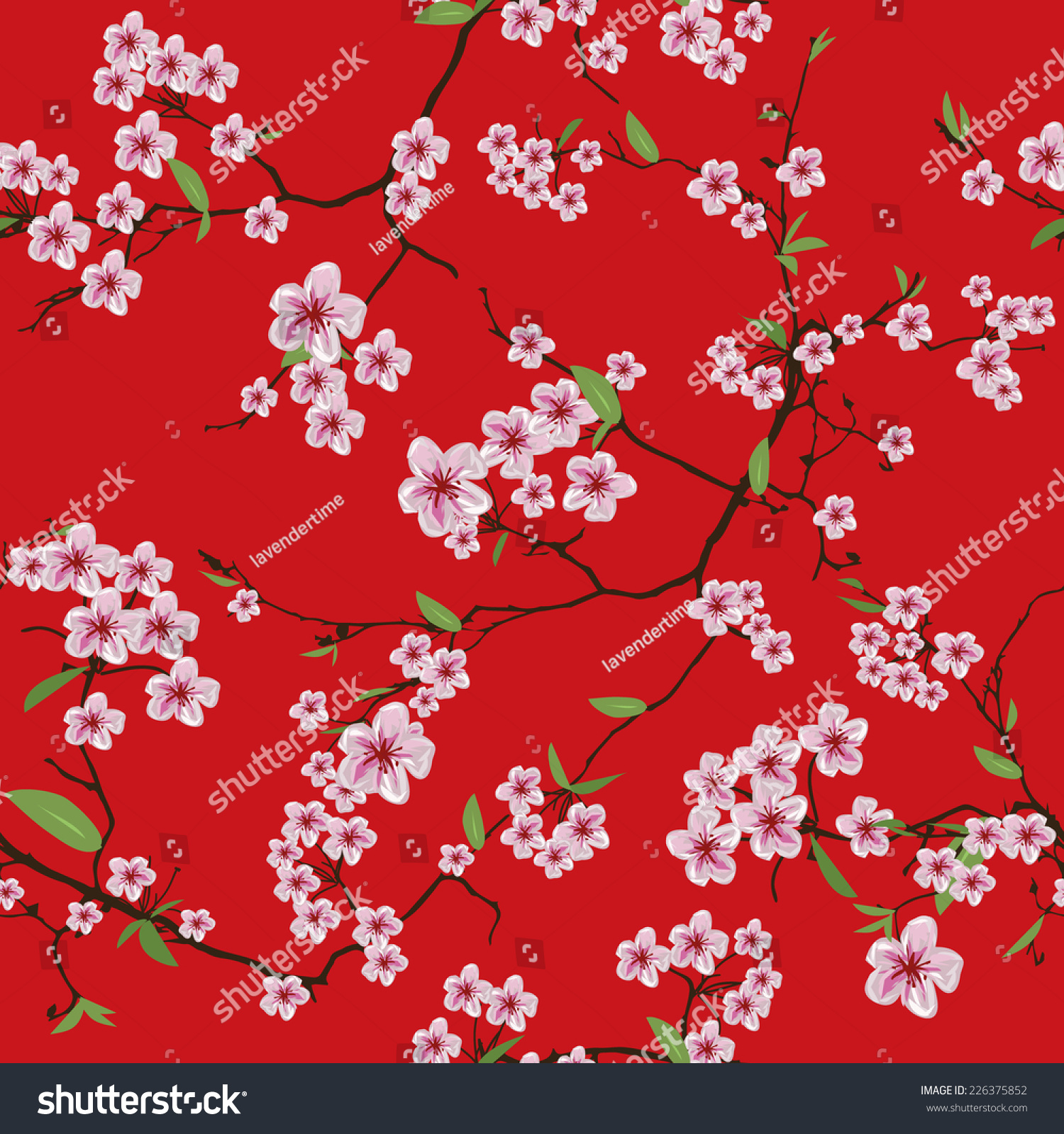 Chinese Sakura Kimono Red Seamless Vector Stock Vector (Royalty Free ...