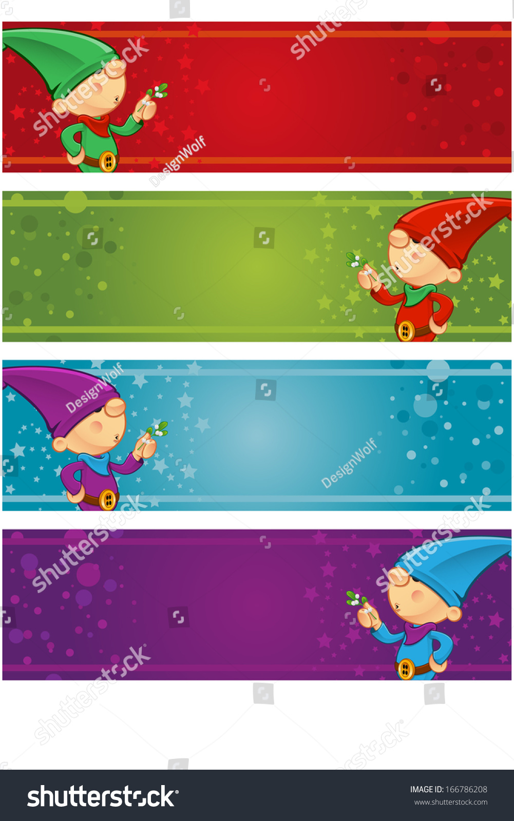 4 Christmas Banners - Elf Stock Vector Illustration 166786208 ...