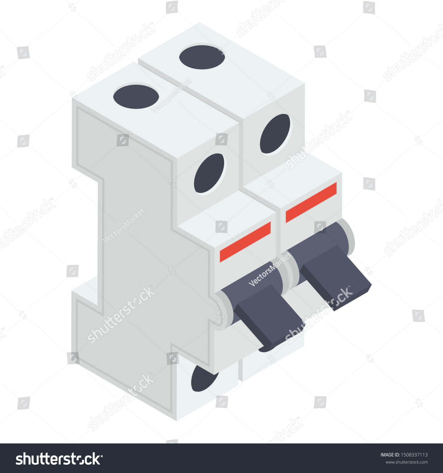 Circuit Breaker Vector Isolated On White: เวกเตอร์สต็อก (ปลอดค่า ...
