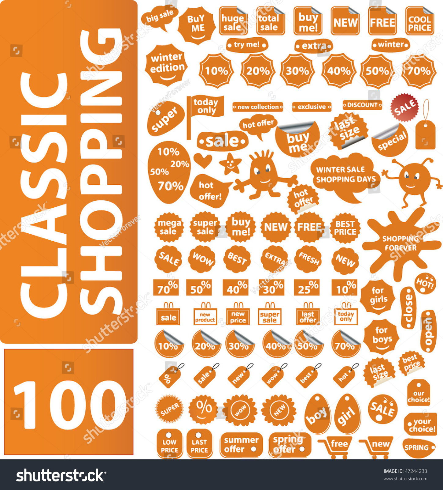 100 Classic Shopping Signs Vector Stock Vector (Royalty Free) 47244238 ...