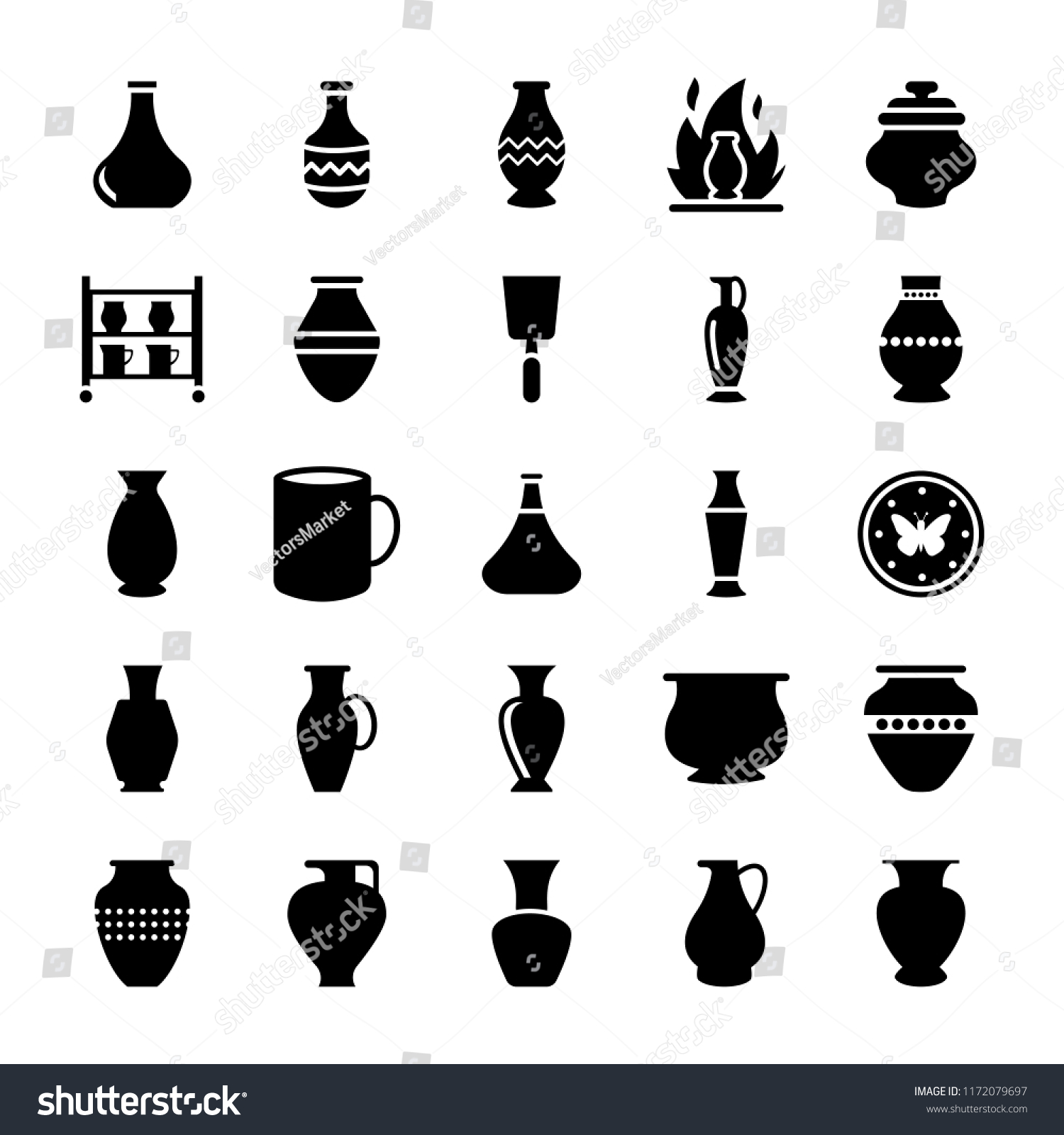 Clay Making Glyph Icons Pack Stock Vector (Royalty Free) 1172079697