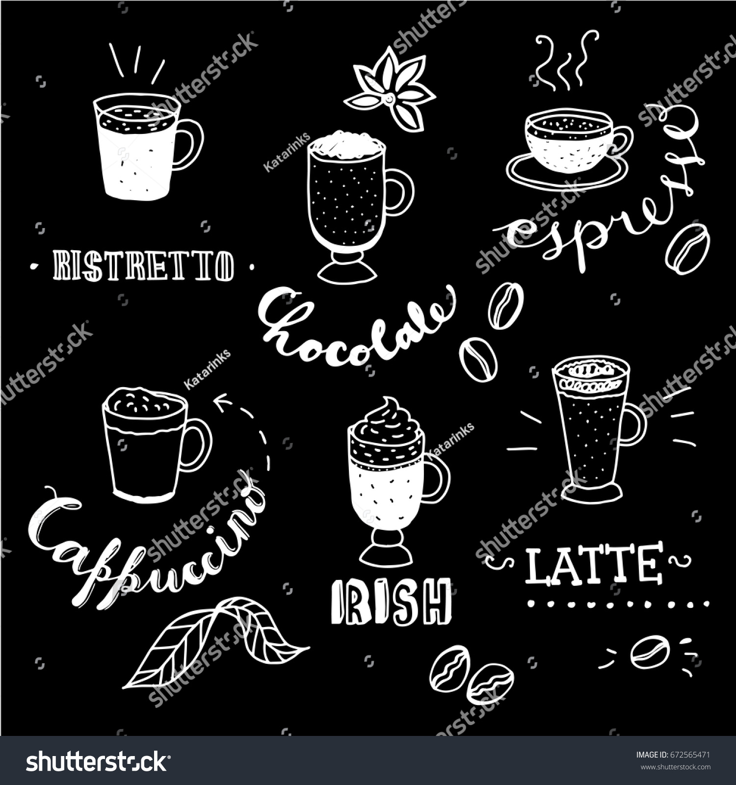 Coffee Typography Illustration Set Stock Vector (Royalty Free ...