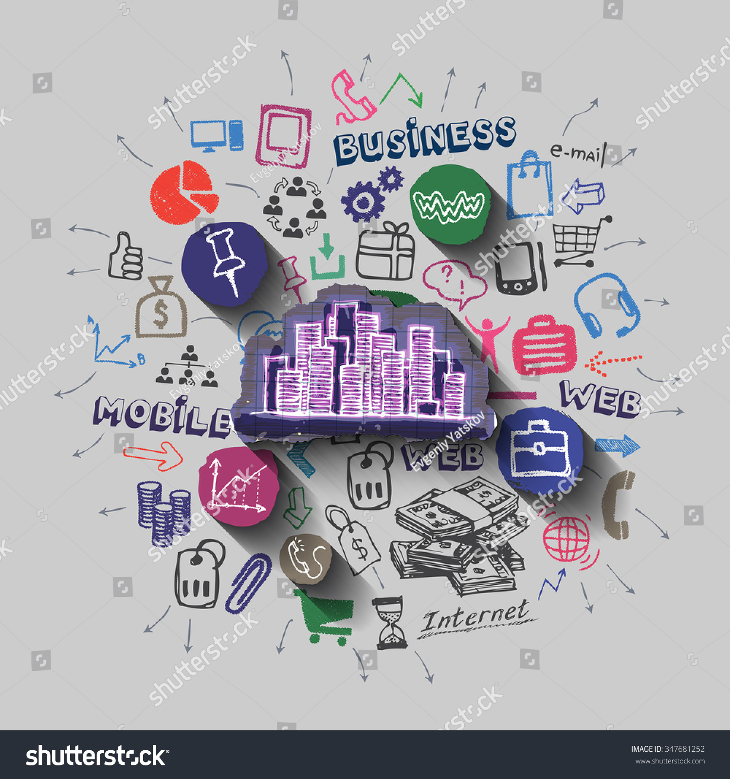 Collage Icons Background Vector Illustration Stock Vector (Royalty Free ...