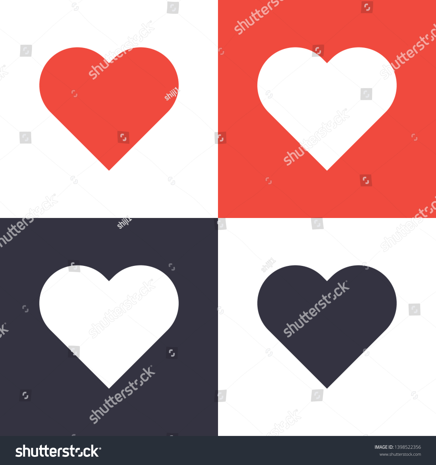 4 Color Heart Shape Icon Stock Vector (Royalty Free) 1398522356