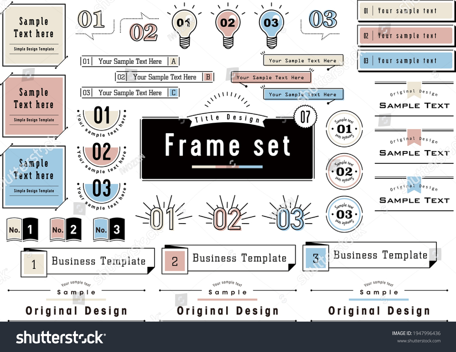 3 Color Title Design Frame Set Stock Vector (Royalty Free) 1947996436