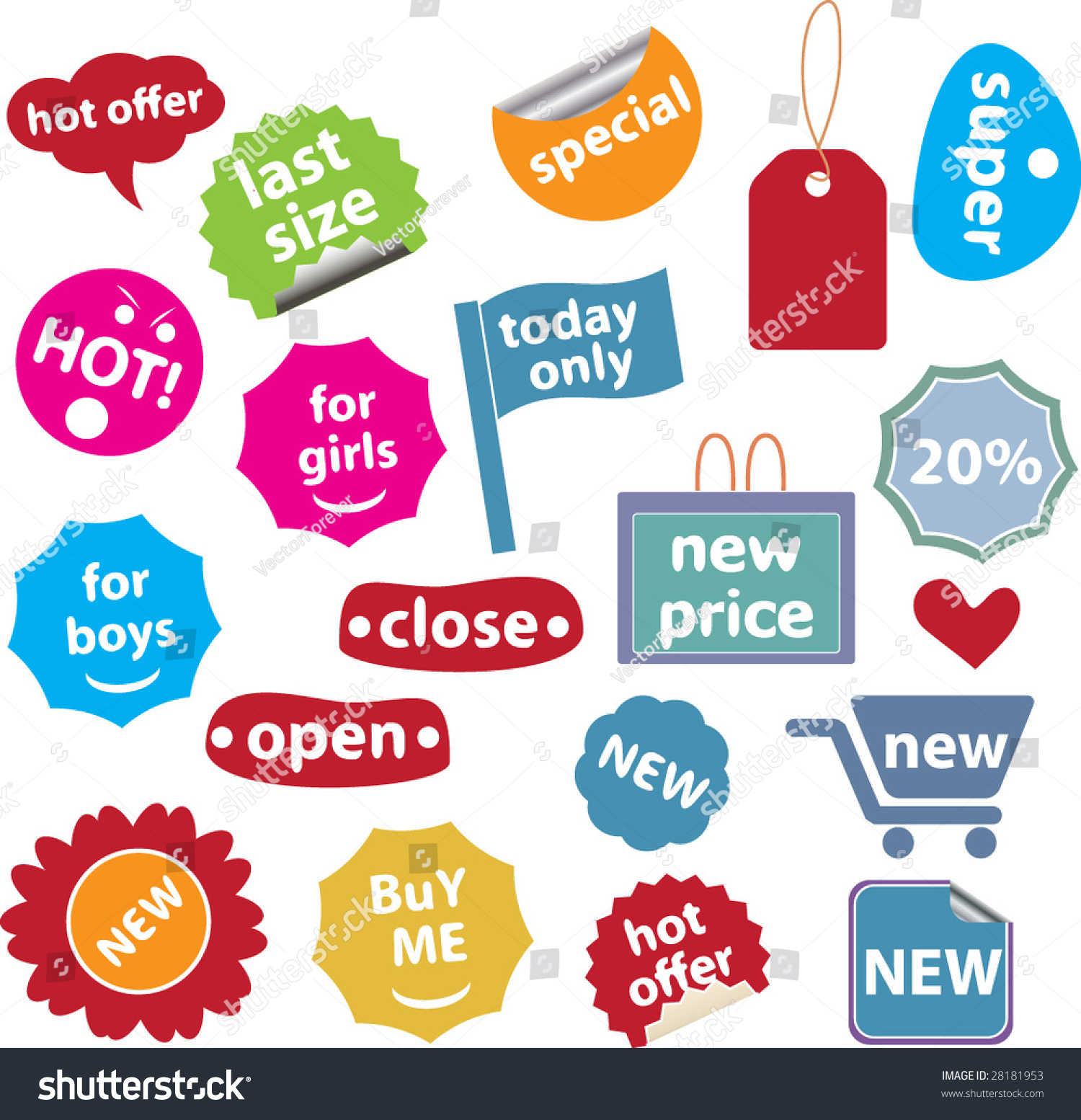 20 Colorful Shopping Labels 20 Vector Stock Vector (Royalty Free ...