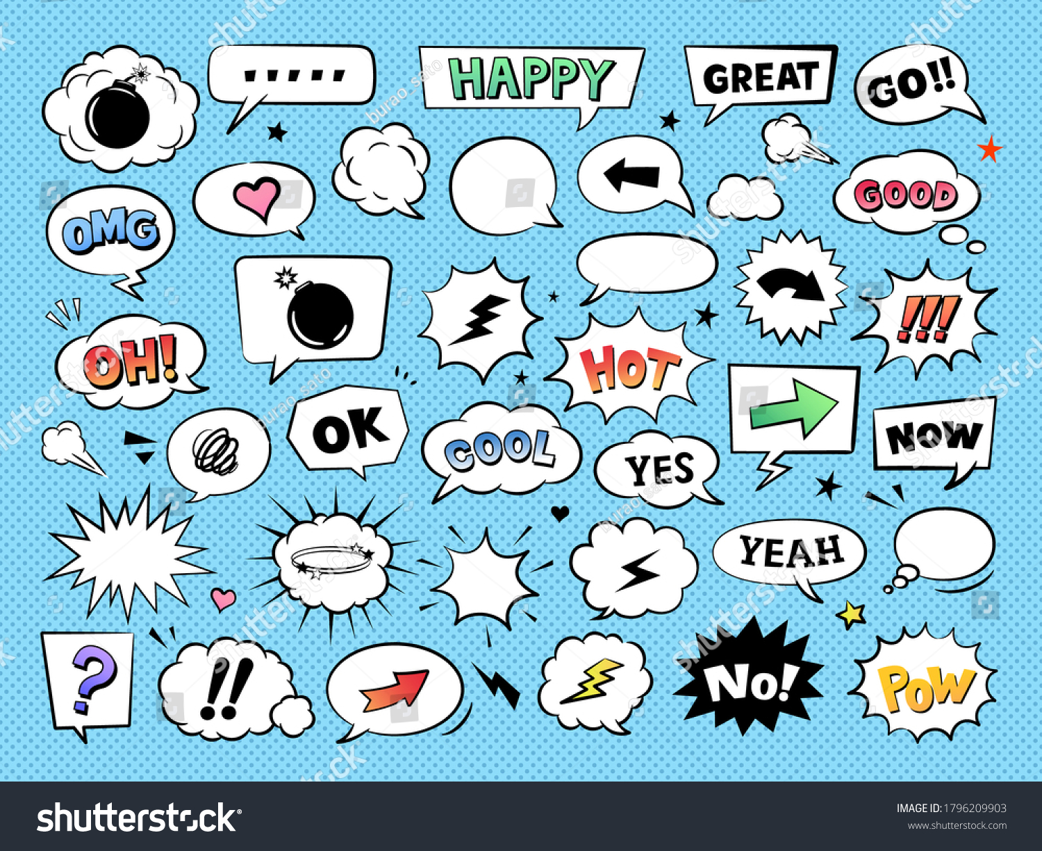 Comic Style Balloon Design Material Set Stock Vector (Royalty Free ...