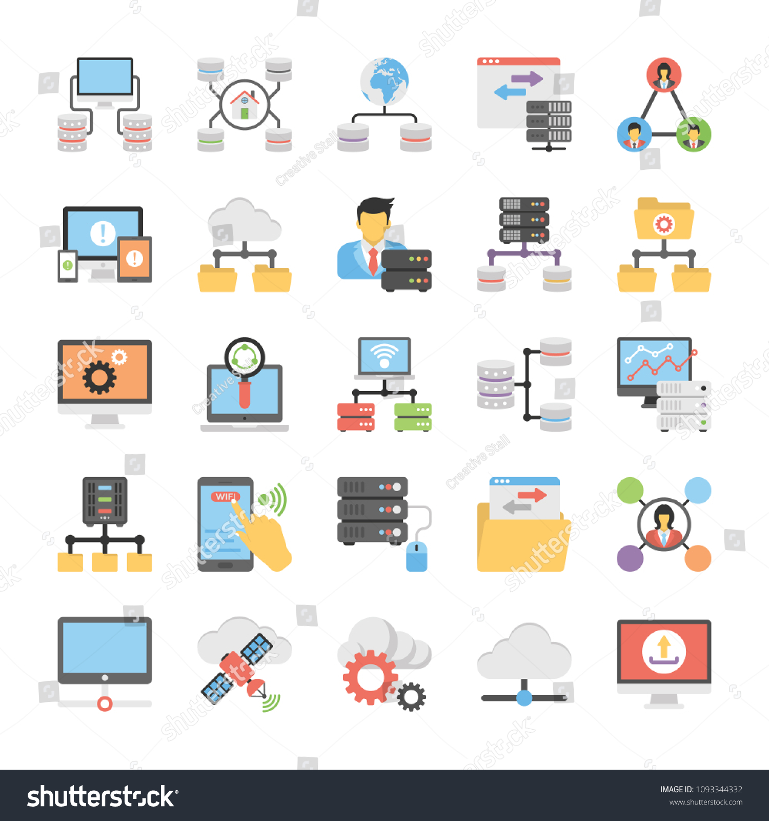 Communication Networking Flat Vector Icons Stock Vector (Royalty Free ...