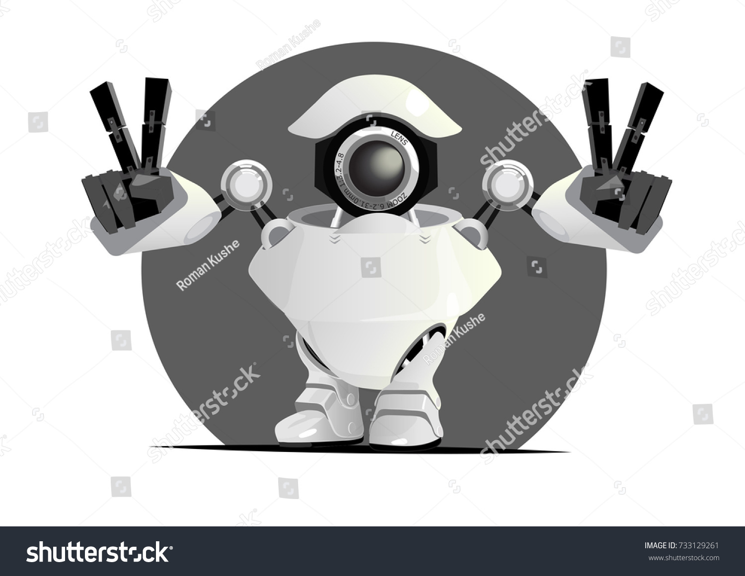 Concept Design Robotfunny Robotrobot Gestures Small Stock Vector ...