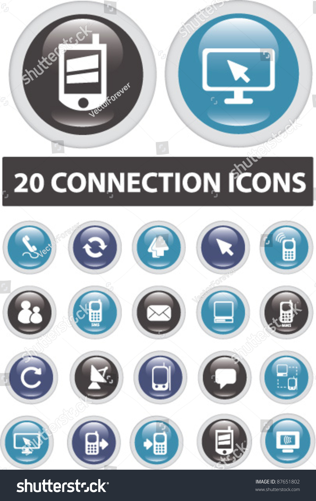 20 Connection Buttons Icons Signs Vector Stock Vector (Royalty Free ...