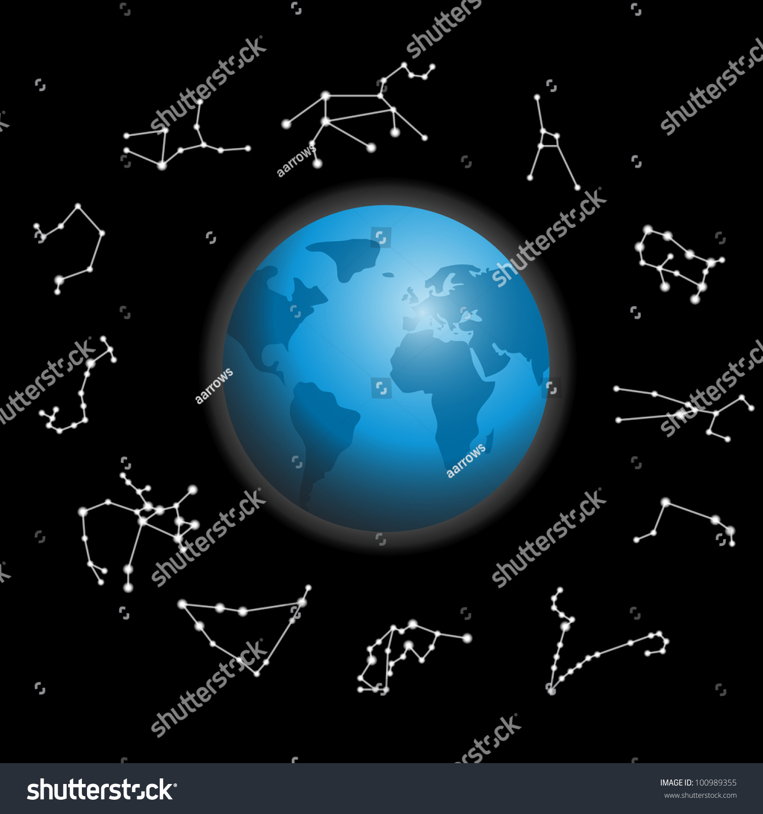 Constellations Around Globe Vector Illustration Stock Vector (Royalty ...