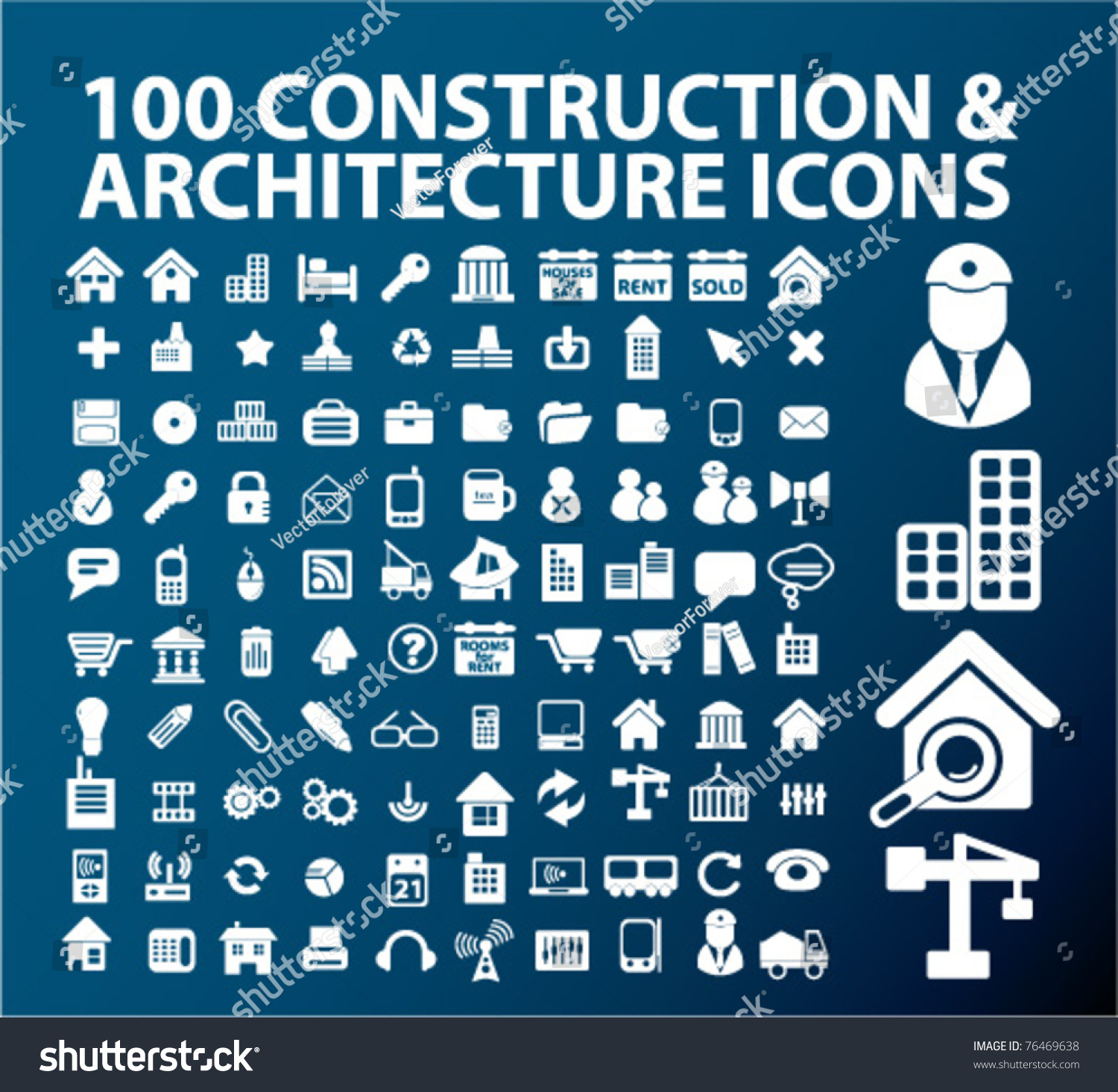 100 Construction Architecture Icons Signs Vector Stock Vector (Royalty ...